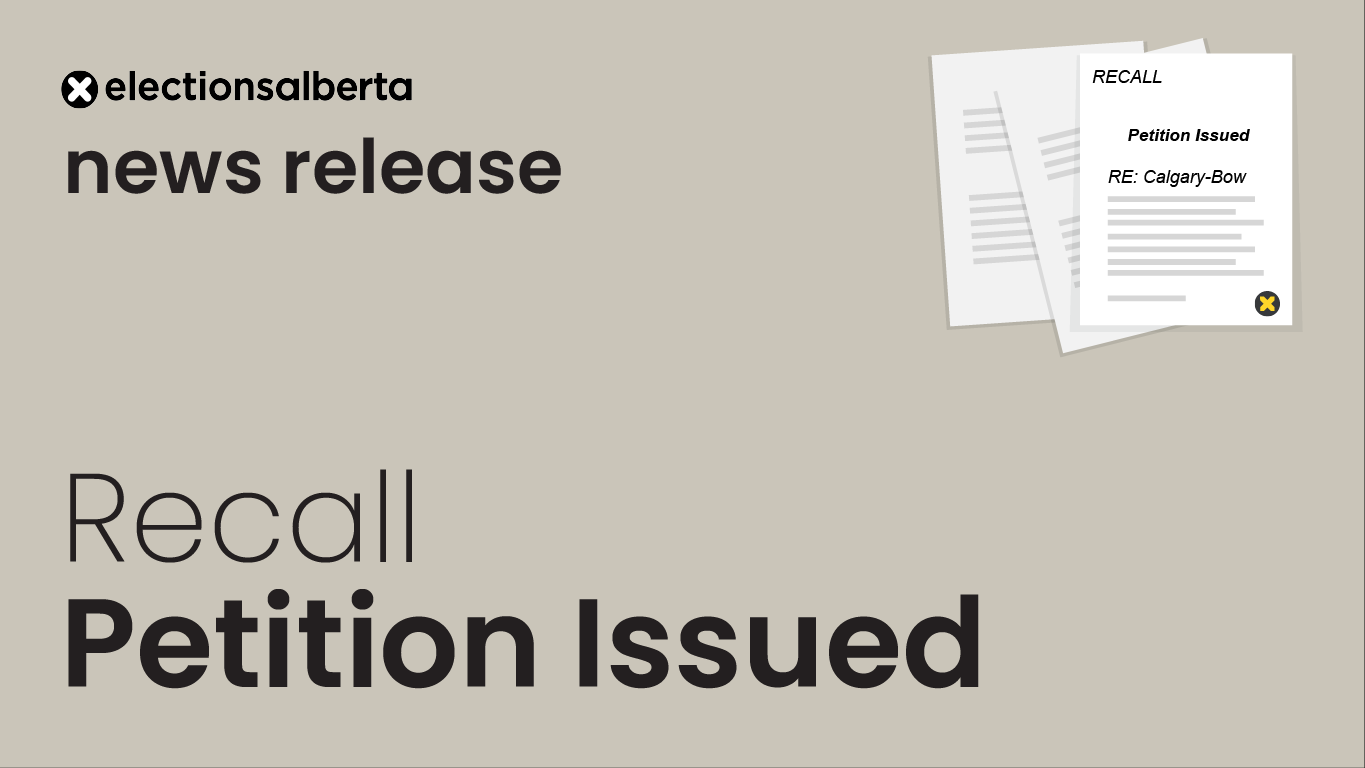New Recall Petition Issued - Elections Alberta