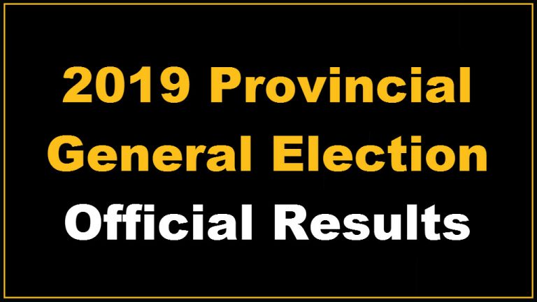 2019 Provincial General Election Official Results Released - Elections ...